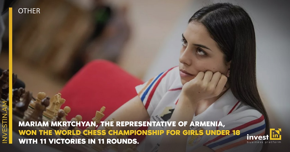 Mariam Mkrtchyan, the representative of Armenia, won the World Chess Championship for girls ...